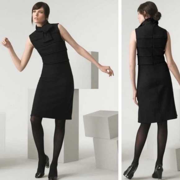 Tory Burch | Dresses | Tory Burch Black Retro Tie Neck Tiered Milano ...